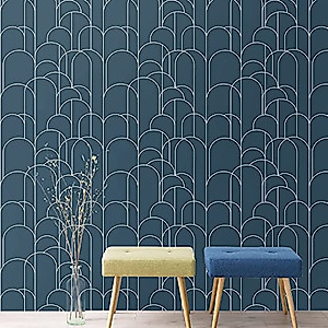 LXCREAT Peel and Stick Wallpaper Modern Blue Geometric Wallpaper 17.71 in X 118 in Self-Adhesive Removable Wallpaper Matte Wallpaper Easy to Line Up for Home Decoration and Furniture Renovation