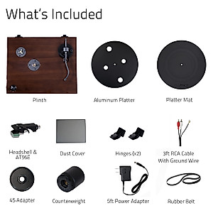 Fluance RT81 Elite High Fidelity Vinyl Turntable Record Player with Audio Technica AT95E Cartridge, Belt Drive, Built-in Preamp, Adjustable Counterweight, High Mass MDF Wood Plinth - Walnut