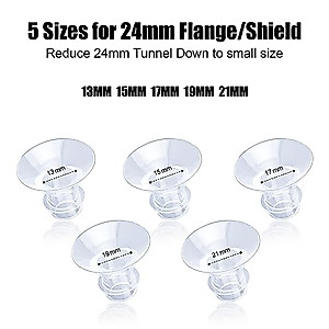 10pcs Flange Inserts, 13/15/17/19/21mm Silicone Breast Pump Flange Insert Wearable Breast Pump Accessories Compatible with Medela/Spectra/TSRETE/Momcozy S9/S12/S9Pro/S12Pro