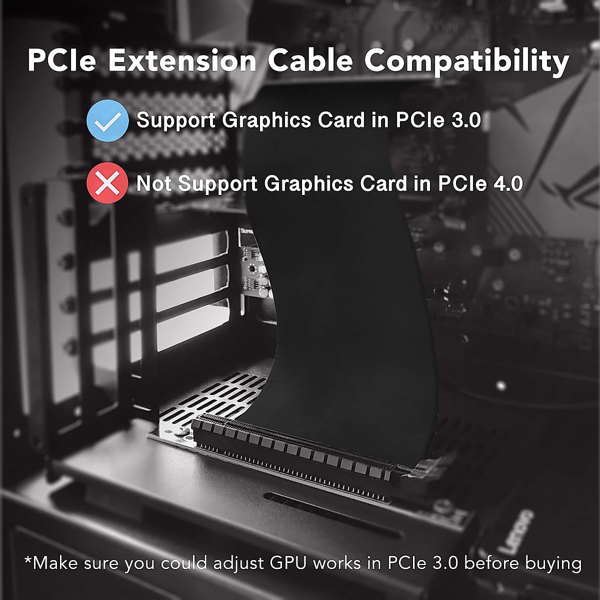 EZDIY-FAB New PCI Express 16x Flexible Cable Extension Port Adapters, High Speed PCIE Riser Cable 90 Degrees, Fit with FD R6 Case -20cm