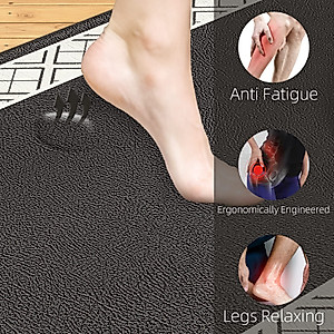 FITHOME Anti Fatigue Kitchen Mat, 2PCS Cushioned Mats for Kitchen Floor/Laundry Room/Office, Waterproof Comfort Rugs at Home (17.3'' x 47.2'' + 17.3'' x 29.5'')