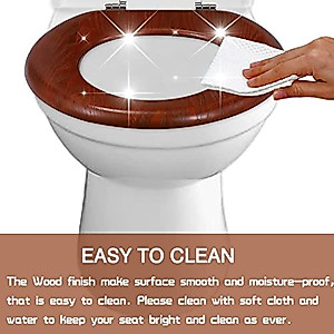 Wood Toilet Seat Round, Wooden Toilet Seats for Standard Toilets, Round Toilet Seats with Metal Hinge, Easy to Install