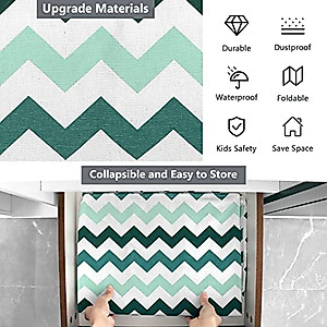 Nancyber 2 Pack Collapsible Laundry Basket, 75L Large Waterproof Laundry Hamper with Handles, Clothes Hampers for Laundry, Dorm, Toys Storage, Foldable Laundry Room Organization (Green Wavy)