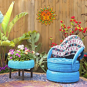 Metal Sun Wall Decor - 13 inches Sun Flower Wall Art Decoration,Hanging Decoration for Home Garden Farmhouse Yard Patio Fence Living Room Bedroom