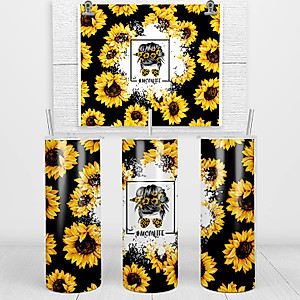 YouNique Designs Sunflower Mom Coffee Tumbler with Straw and Lid, 20 Oz, Insulated Stainless Steel Skinny Tumbler for Women, Mama Tea Tumbler, Mom Life Water Tumbler Cup