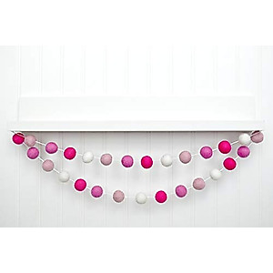 Valentine's Day Felt Ball Garland - Hot Pink, Bubblegum, Light Pink, White - 1" (2.5 cm) felt balls