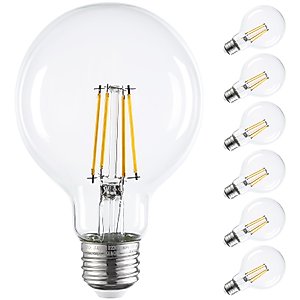 TORCHSTAR G25 Globe Light Bulbs LED Dimmable, Round Clear Vanity Light Bulb for Bathroom, LED Edison Bulb, 4.5W(60W Eqv.), UL & Energy Star Listed, 500lm, E26 Base, 2700K Soft White, Pack of 6
