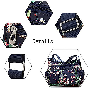 Floral Shoulder Bag Rural Style Fashion Women Bag European and American Style Vintage Bag Lightweight Zippers Messenger Bag (Ayaka)