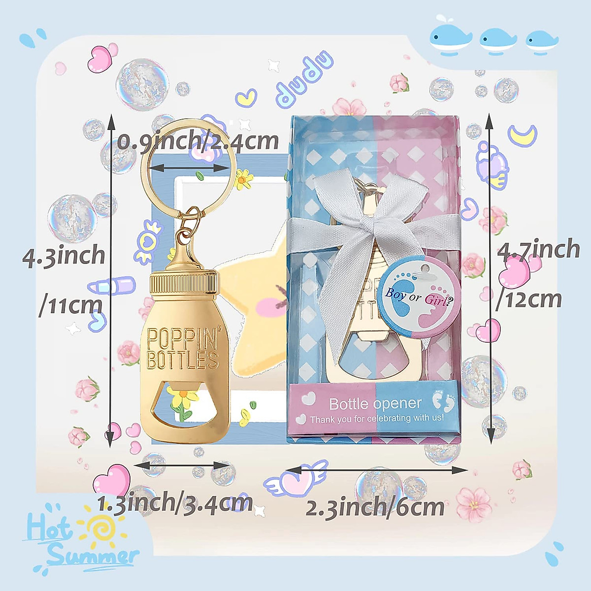 AHLSRHZ 30 PCS Baby Bottle Openers, Keychain Style Bottle Opener for Baby Shower Favors, Wedding Favors, Birthday Party Gifts and Souvenirs