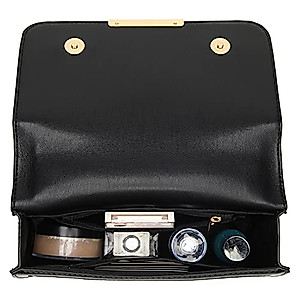 lola mae Crossbody Bags for Women Fashion Quilted Shoulder purse with Convertible Chain Strap Classic Satchel Handbag (Black-LM715)