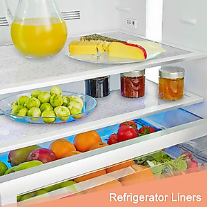 Shelf Liner, Shackcom 17.5in x 19.7ft Non-Slip Drawer Liner, PET Non Adhesive Washable Oil-Proof for Kitchen Cabinet, Shelves, Refrigerator, Storage, Table, Sink Mat (Clear, Bauhinia Pattern)