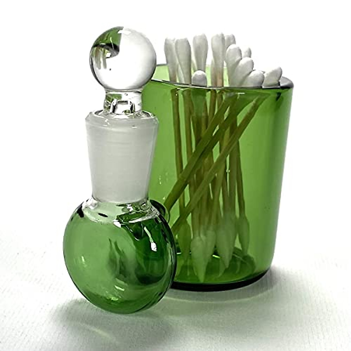 PAYKOC IMPORTS Fresh Green Large 3" Heady Hand Blown Glass Cotton Swab Q-Tip Holder/Alcohol ISO Station