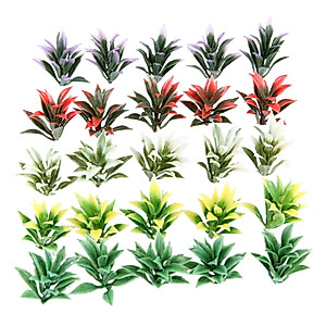 Yetaha 100PCS Mixed Model Plants Colorful Flowering Plants Railway Park Garden Scene Architecture Ornament Scenery Railroad Layout Scene Decoration, Height 4cm/1.57inch