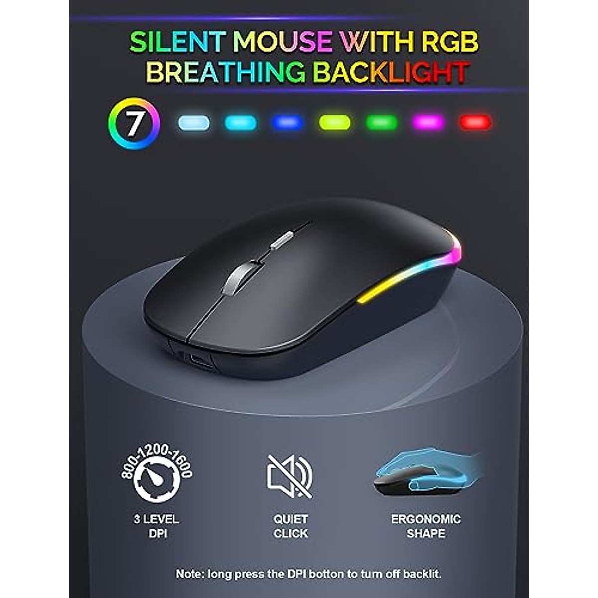 Wireless Keyboard and Mouse with 15 Backlit Effects, Rechargeable Keyboard Mouse Combo with Phone Holder, 2.4G Lag-Free, Silent Light Up Keyboard & Mouse Set for Windows, Mac, PC, Laptop -by SABLUTE