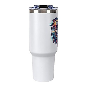 Charm Wolf Dream Catcher Insulated Tumbler with Lid And Straw Stainless Steel Travel Coffee Mug 40oz Deep Blue-style