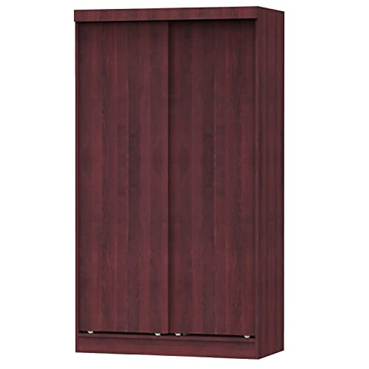 Better Home Products Modern Wood Double Sliding Door Wardrobe Mahogany