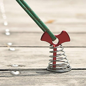 6pcs Aluminum Guyline Cord Adjuster Rope Tensioners Tent Awning Deck Anchor Pegs for Camping Hiking Outdoor Gallery Road or Timber Deck, 3 Inches Fishbone Shape with Spring Buckle