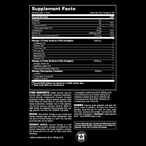 Animal Omega-Omega 3 6 Supplement-Fish Oil,Flaxseed Oil,Salmon Oil,Cod Liver,Herring, and more-10 Sources of Omegas and EFAs -Full dose of EPA,DHA,CLA+Absorption Complex-Pack of 30(Packaging may vary)