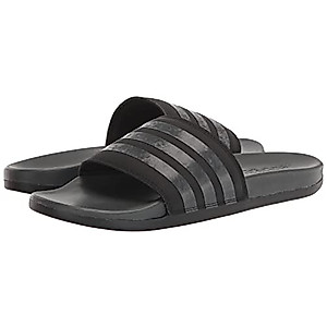 adidas Women's Adilette Comfort Slide Sandal, Black/Grey/Black, 8