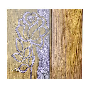 Wooden Urn for Human Ashes Adult Male Female, Rose Design Resin Work Urn Box for Men Women Child, Burial Funeral and Memorial Urns for Ashes, Decorative Urn (Rose, Small - ( 100 Cu/In )