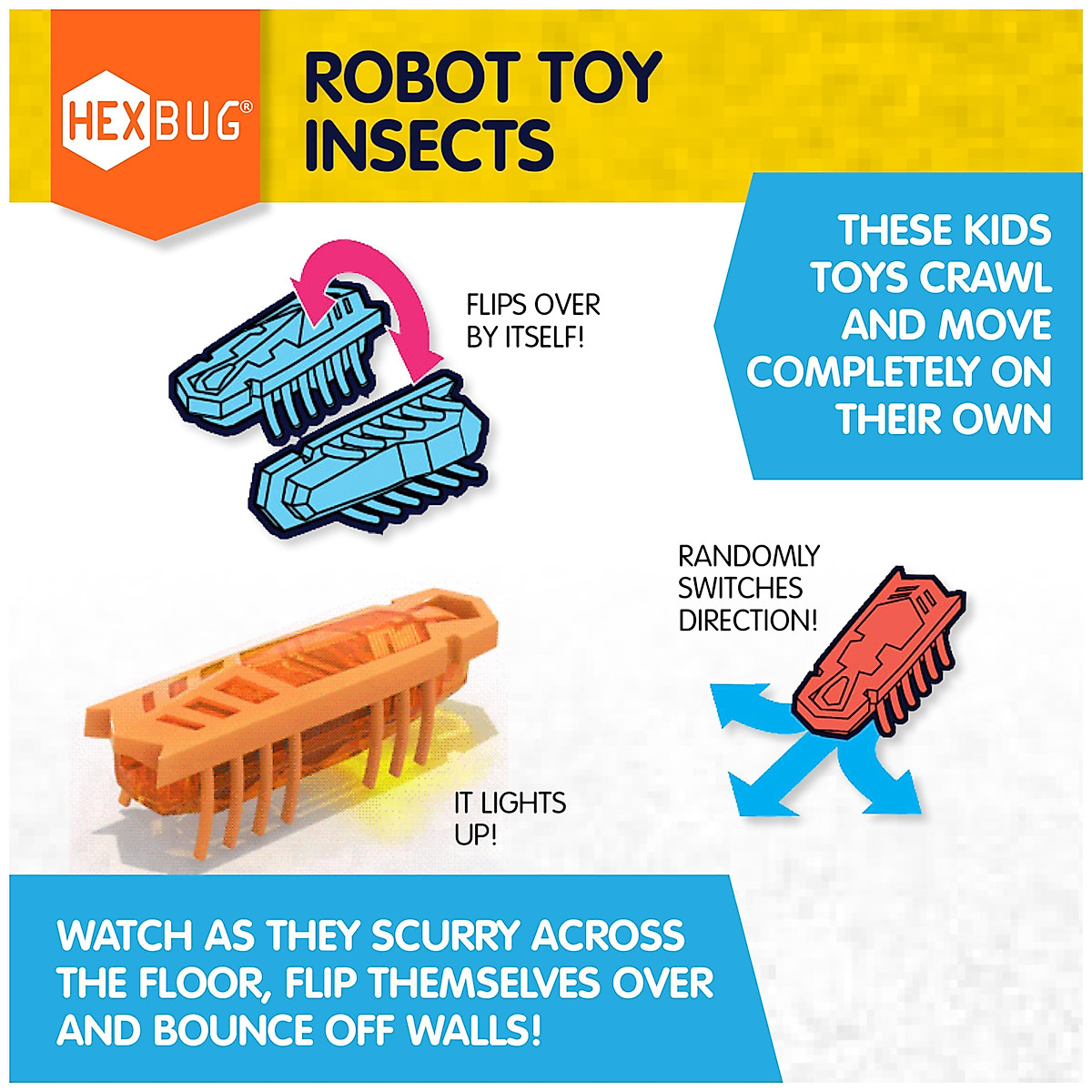 HEXBUG Nano 5 Pack, 4 Nano Bugs with Bonus Flash Nano, Sensory Toys for Kids & Cats with Vibration Technology, STEM Kits & Mini Robot Toy for Kids Ages 3 & Up