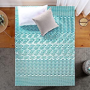 Zinus 1 Inch Green Tea Cooling Gel Memory Foam Zoned Support Mattress Topper, Full, Blue