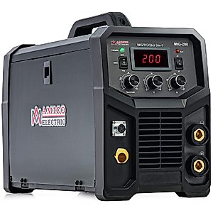 AmicoElectric MIG-200, 200 Amp MIGMAGFlux-coredLift-TIGStick Arc DC Inverter Welder, 110230V Dual Voltage Welding, Compatible Spool Gun: SPG15250, Grey, Full Size