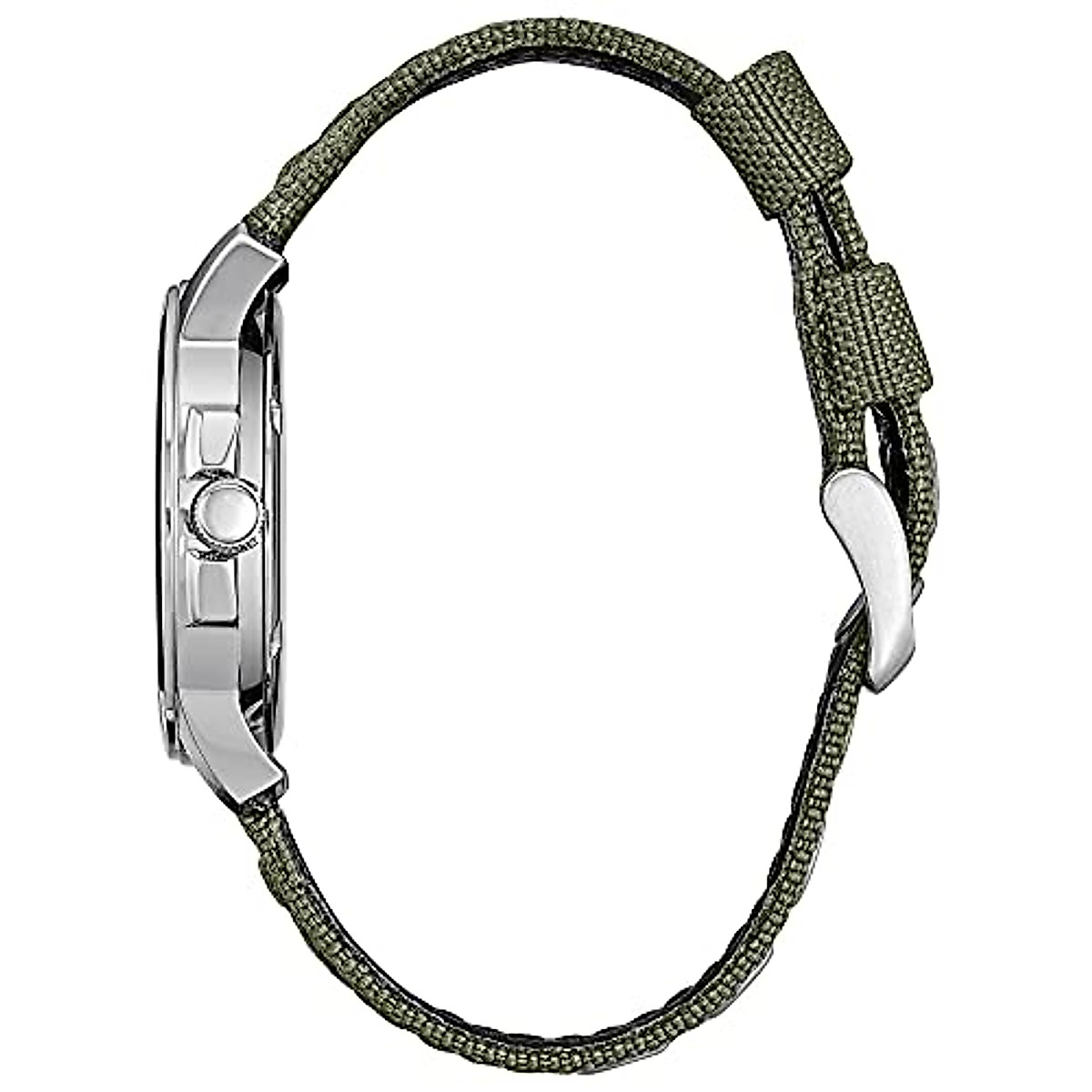 Citizen Men's Eco-Drive Weekender Garrison Field Watch in Stainless Steel with Olive Nylon strap, Black Dial (Model: BM8180-03E)