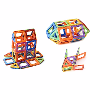 JDBF 46 pcs Magnetic Tiles Building Blocks Stem Toys for Toddlers Learning Kids Educational Construction Toys Set for Kids Ages Aged 3+