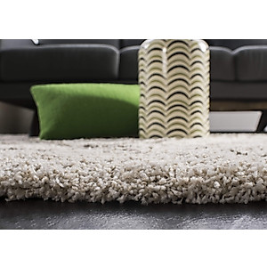 SAFAVIEH Hudson Shag Collection Area Rug - 5' x 7', Ivory & Grey, Modern Diamond Trellis Design, Non-Shedding & Easy Care, 2-inch Thick Ideal for High Traffic Areas in Living Room, Bedroom (SGH281A)