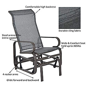 Outsunny Set of 2 Outdoor Patio Glider Rocking Chair Fabric Metal Mesh - Brown