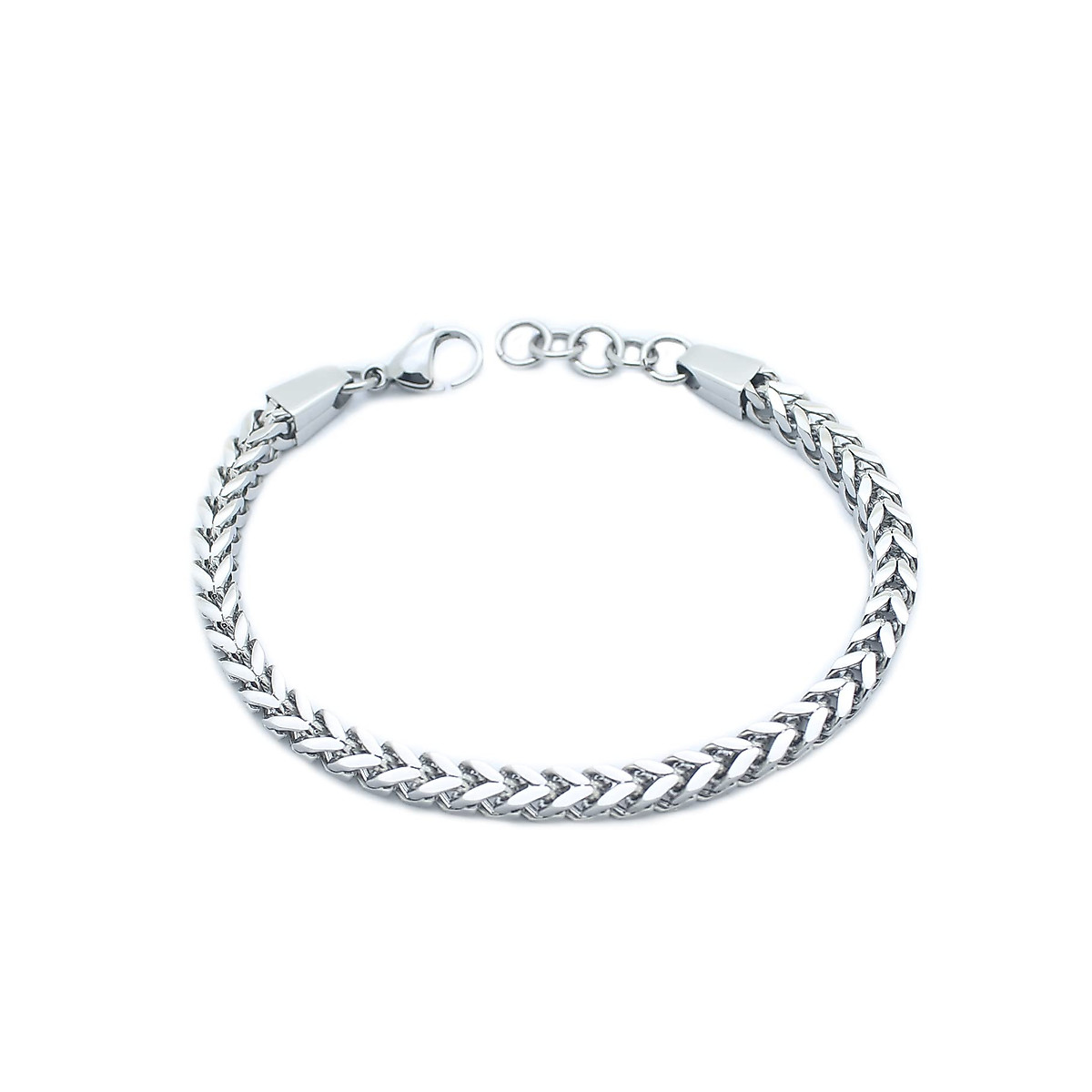 Stainless Steel Polished 8-8.6 inch Heavy Wheat Bracelet Silver 316L Stainless Steel Chain 5*5mm Bracelet