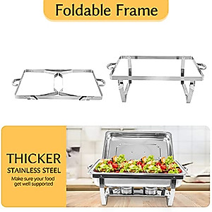 Snowtaros 4 Pack 8QT Chafing Dish Buffet Set, Stainless Steel Food Warmer Set, Rectangular Buffet Server with Tongs & Spoons for Parties, Catering, Banquets, Events (Full Size)