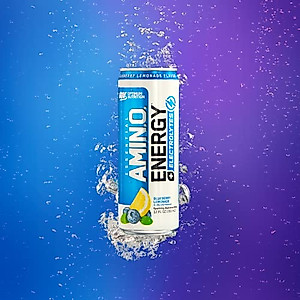 Optimum Nutrition Amino Energy Drink + Electrolytes for Hydration - Sugar Free, Amino Acids, BCAA, Keto Friendly, Sparkling Drink - Grape, Pack of 12 (Packaging May Vary)