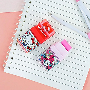 4 Packs Cute Pink Erasers for Kids, Kawaii Anime Erasers for Pencils, Fun Eraser with Cover and Roller, Back to School Supplies for Children, Girls and Boys