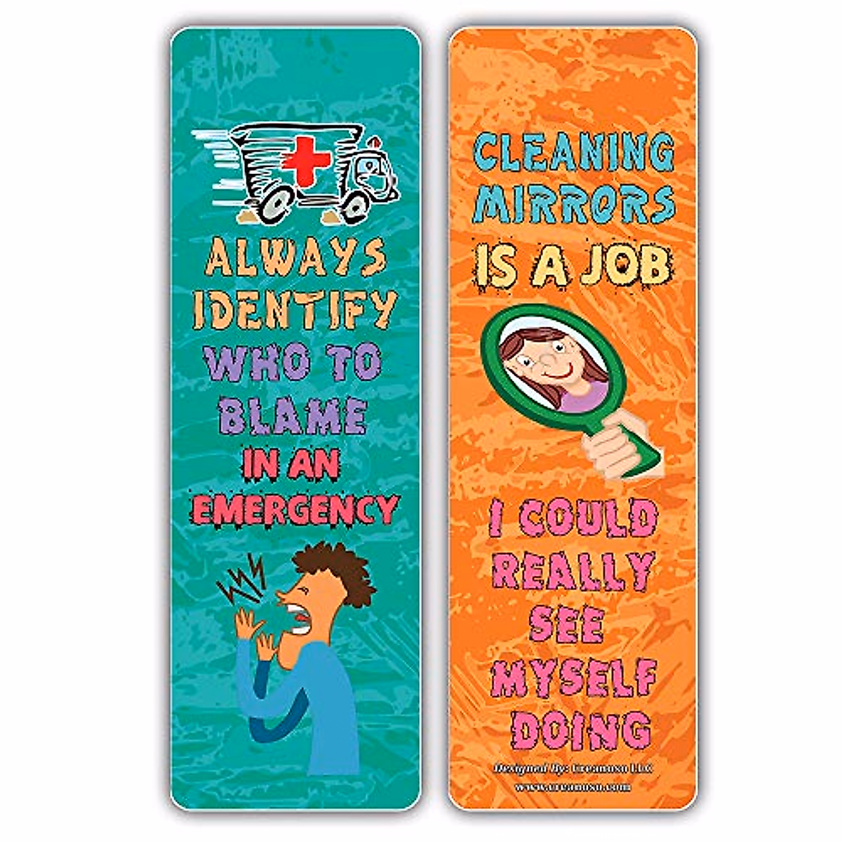 Creanoso Motivational One Liners Jokes Bookmarks Series 1 (30-Pack) – Six Assorted Quality Bookmarker Cards Set – Premium Gift Token Giveaways for Men, Women, Adults – Book Page Clip