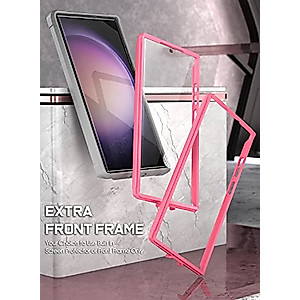 Poetic Guardian Case for Samsung Galaxy S23 Ultra 5G 6.8" (2023) [20 FT Mil-Grade Drop Tested], Built-in Screen Protector Work with Fingerprint ID, Full Body Rugged Shockproof Cover Case, Pink/Clear