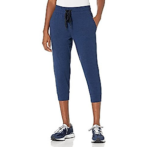 Amazon Essentials Women's Brushed Tech Stretch Crop Jogger Pant (Available in Plus Size), Navy Space Dye, Large