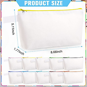30 Pieces Makeup Bags in Bulk Canvas Pencil Bag Travel Cosmetic Bags Blank DIY Craft Bag Canvas Pen Case Pencil Pouch Makeup Pouch Canvas Zipper Pouch Bags for Girls Teens (8.66 x 5.11 x 1.77 Inches)