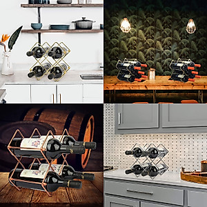 DreamiDeco Wine Rack Countertop Bottle Holder Freestanding Modern Shelf Cabinet Racks for Wine Bottles Wine Insert Storage Organizer for Pantry ,Wine Bar,Wine Decor (Silver)