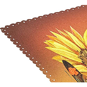 ZOEO Thanksgiving Placemats Set of 6 Pumpkin Sunflower Butterfly Fall Floral Leaves Dining Table Mats Non Slip Vinyl Placemat Kitchen Heat Resistant Washable