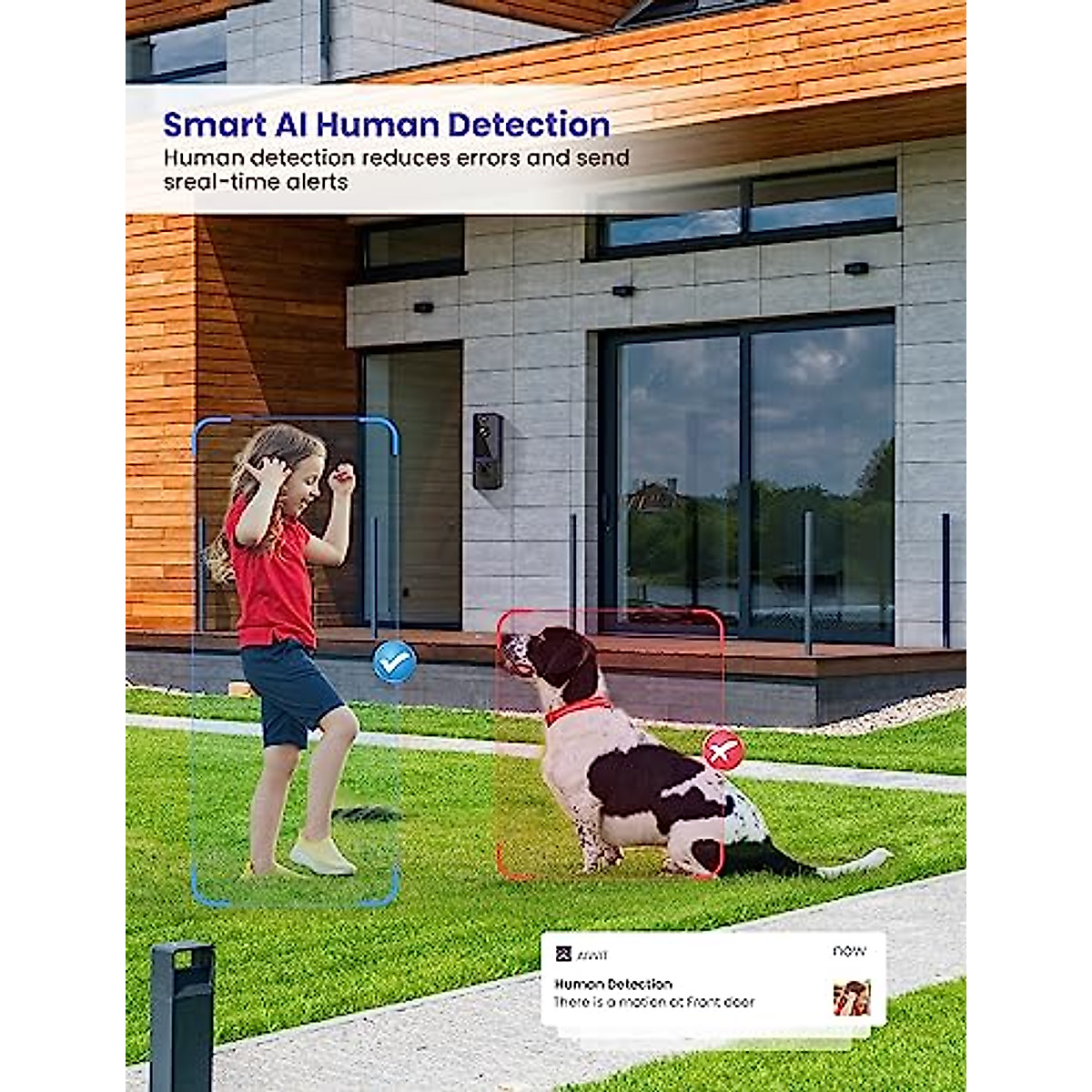 Aiwit Doorbell Camera Wireless, Indoor/Outdoor Surveillance Cam, Battery Powered, Included Chime Ringer, Live View, AI Smart Human Detection, 2-Way Audio, 2.4G WiFi, HD Night Vision, Cloud Storage