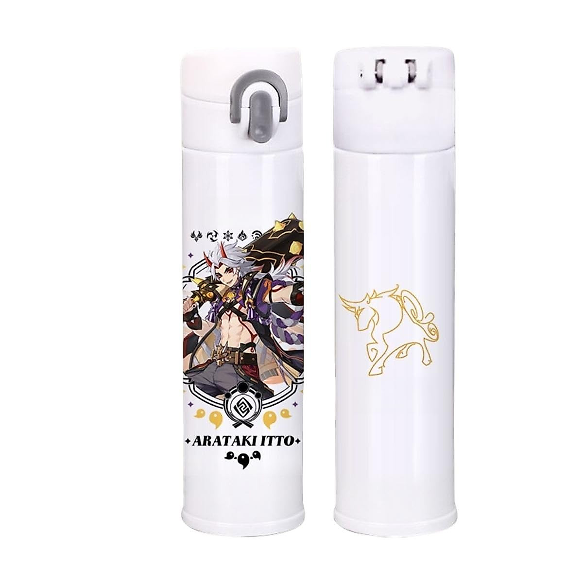 Sonsoke Game Anime Figure 13.5 Ounce Thermos Water Bottle Stainless Steel Anime Insulated Water Bottle Travel Vacuum Insulated Bottle Cosplay (Arataki itto)