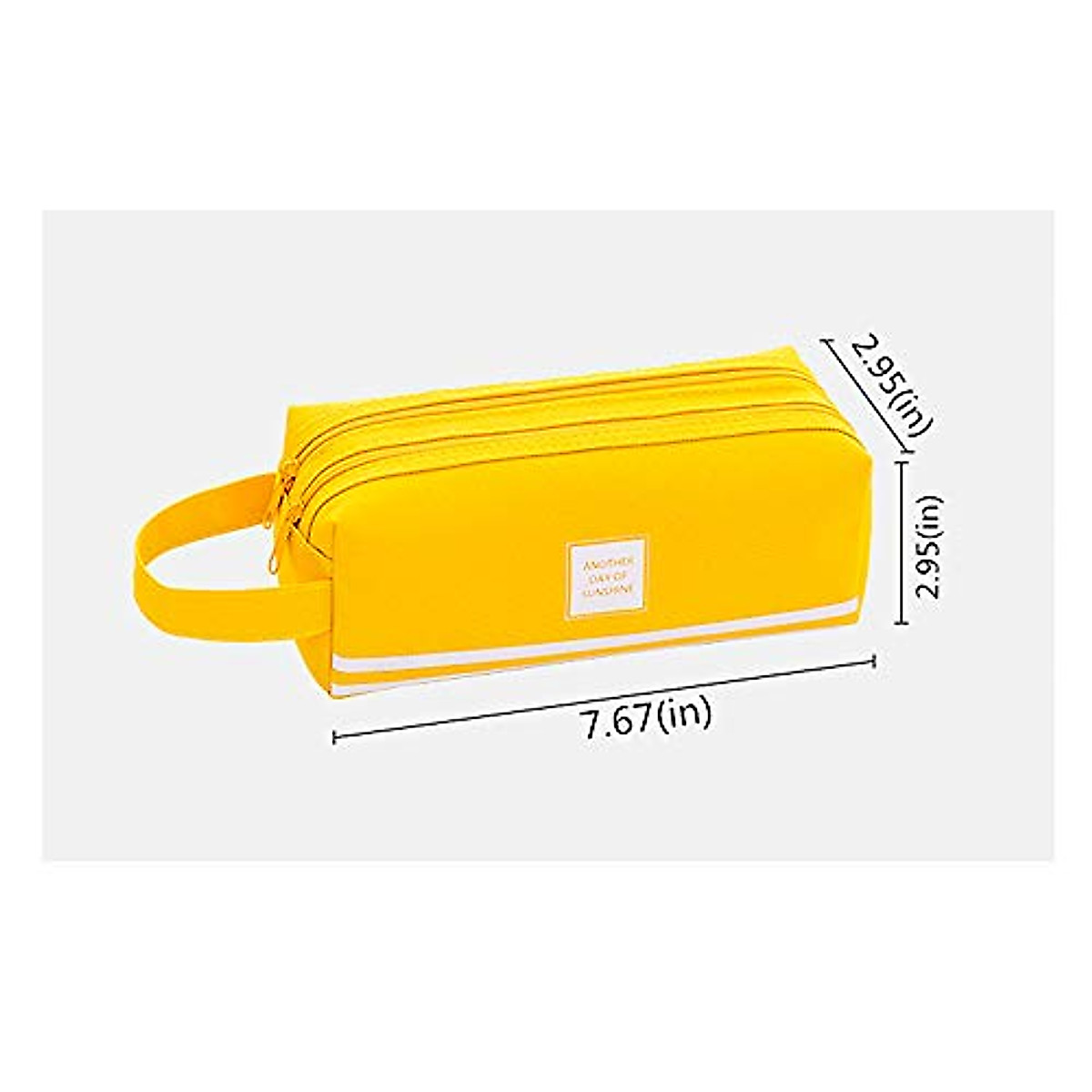Large Capacity Pencil Bag Stationery Pouch Multi-Colored Pencil Bag Oxford Cloth Cosmetic Pouch Bag Compact Zipper Bag for Office & Student (Bag B-Yellow)