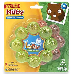 Nuby IcyBite Soothing Ring Teether 2pk - Colors May Vary