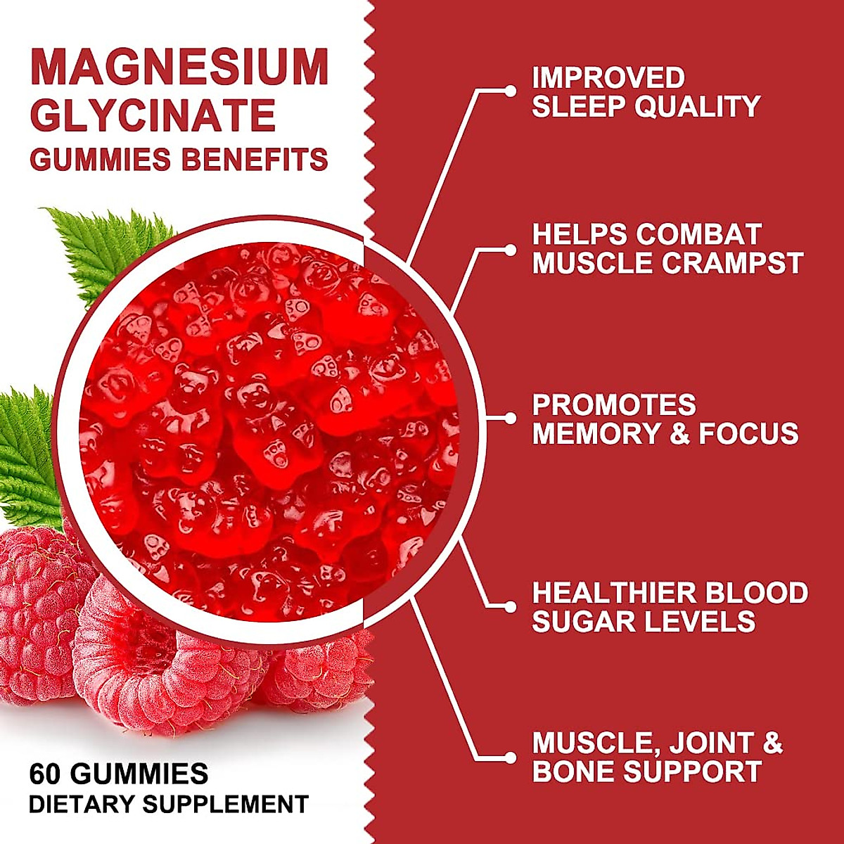 Magnesium Glycinate Gummies 400mg, Magnesium L-Threonate 200mg - Chelated Magnesium Potassium Complex Supplement with VitD, B6, CoQ10, Supports for Memory, Calm, Mood & Sleep - 60 Count (Pack of 2)
