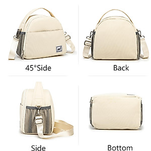 NOL Natural Organic Lifestyle Lunch Bag Insulated Cooler Bag for Women Nylon Waterproof Lightweight Lunch Box Organiser (Cream)