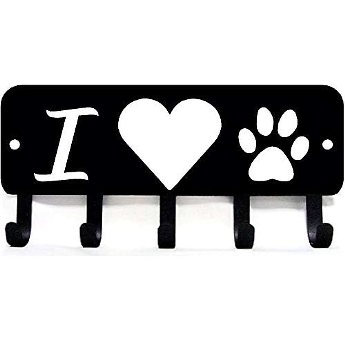The Metal Peddler I Heart Dog Paw - Key Rack Holder - Small 6 inch Wide - Made in USA