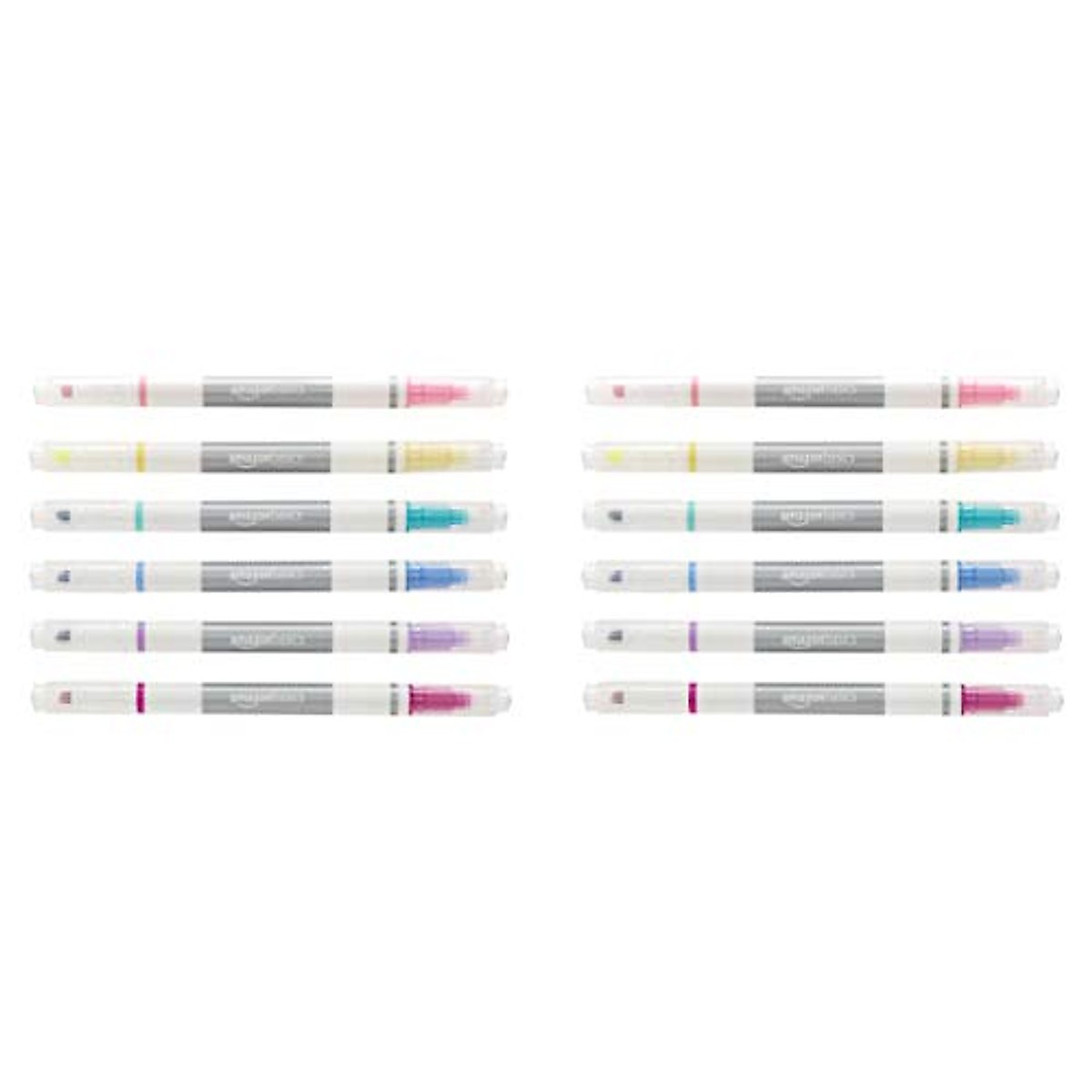 Amazon Basics Erasable Highlighters - Dual Tip, Assorted Colors, 12-Pack