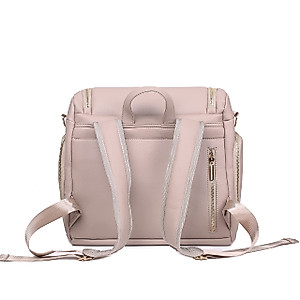 LULUPAK 6PCS Set Leather Diaper Bag Travel-friendly Organizer Backpack (Tan)